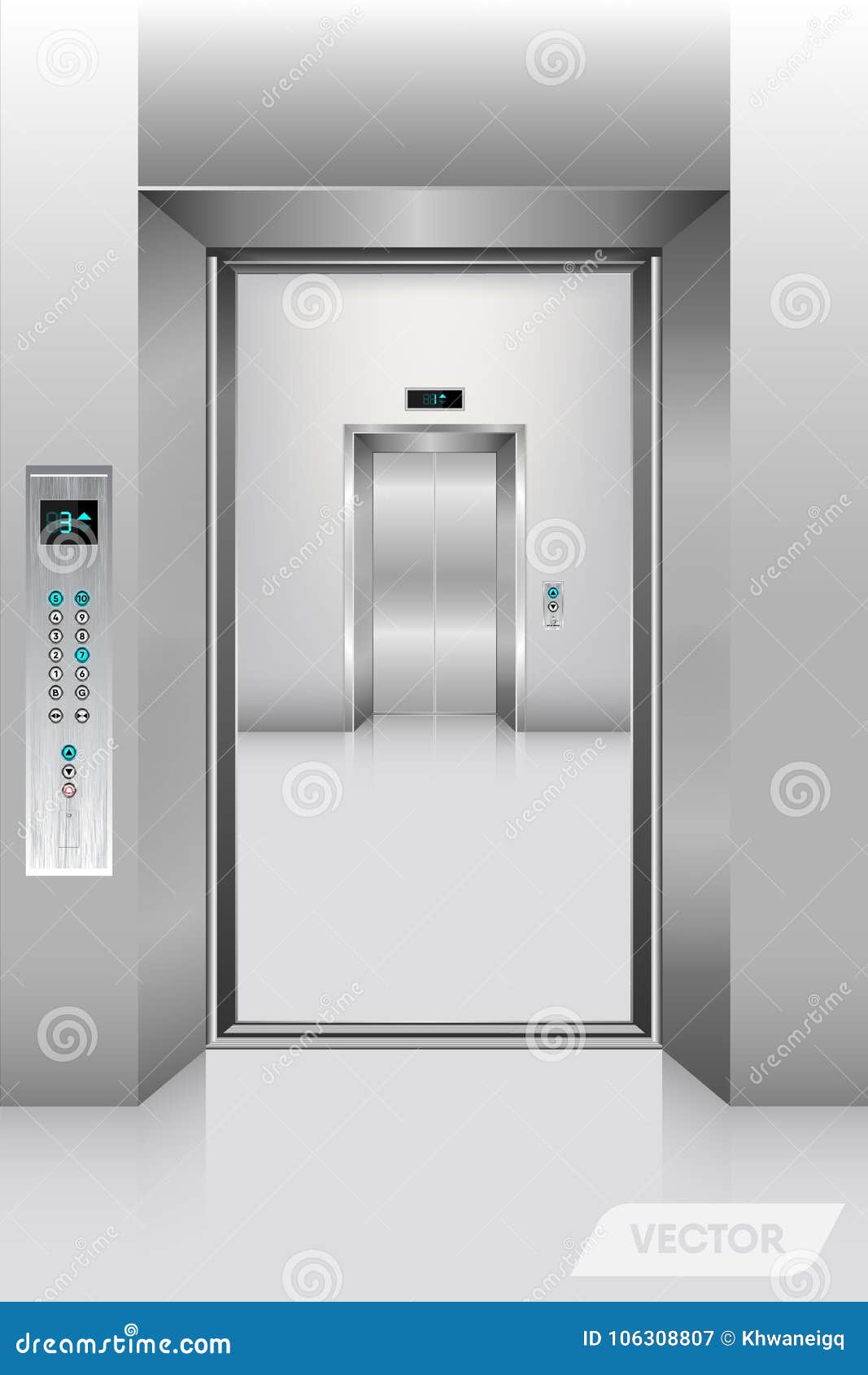 Realistic Elevator in Office Building., Interior Concept, Vector Stock ...