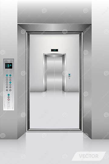 Realistic Elevator in Office Building., Interior Concept, Vector Stock ...