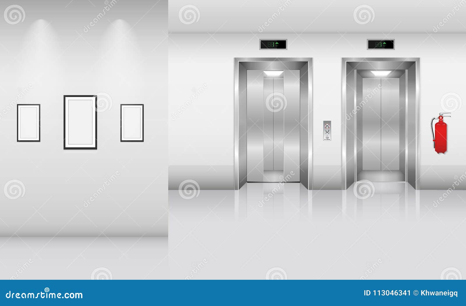 Realistic Elevator in Office Building, Interior Concept, Vector ...