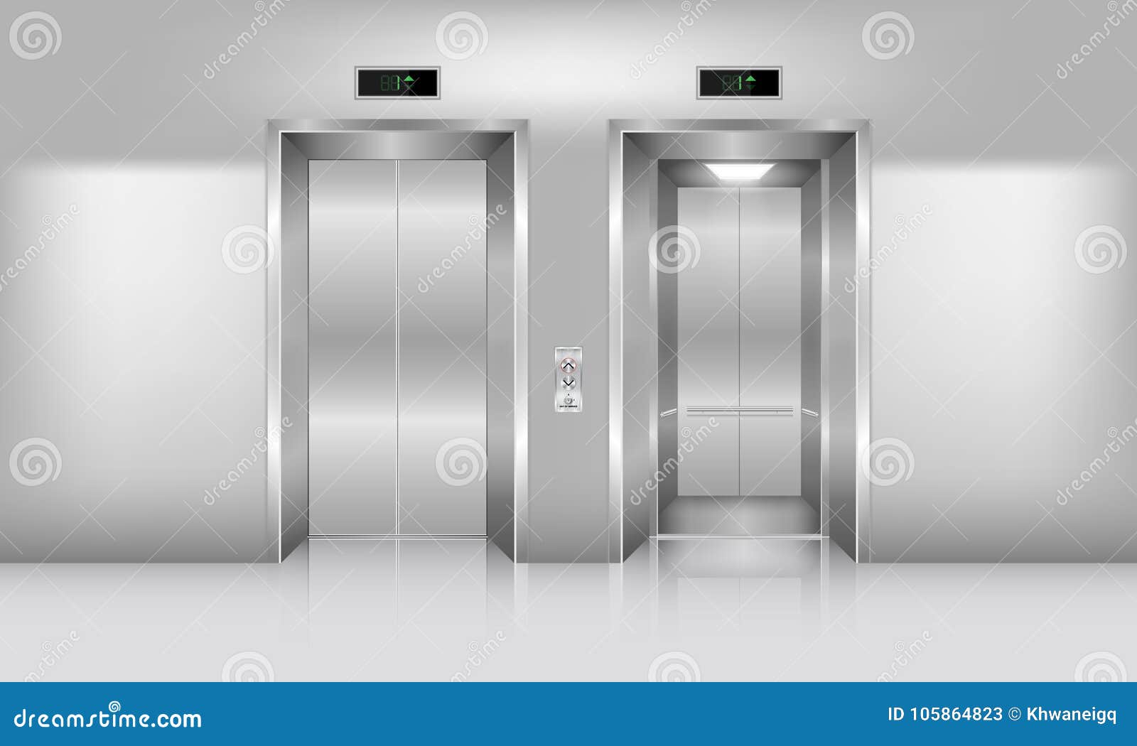 Realistic Elevator in Office Building., Interior Concept, Vector Stock ...