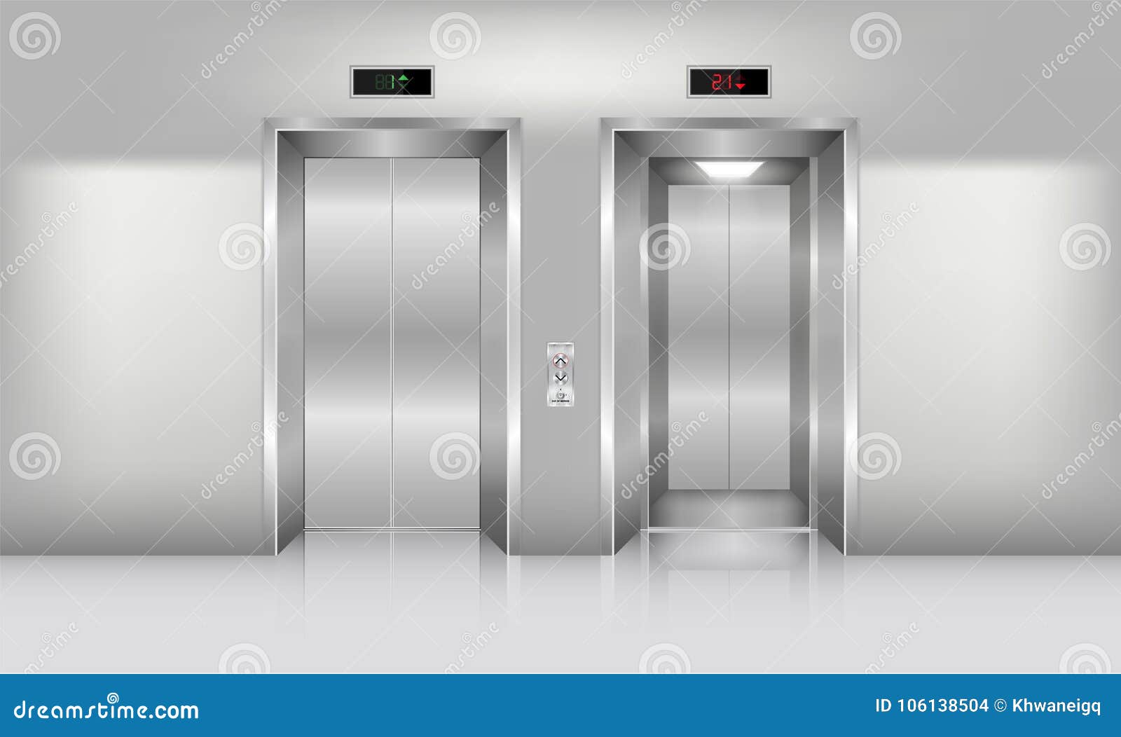 Realistic Elevator in Office Building., Interior Concept, Vector Stock ...