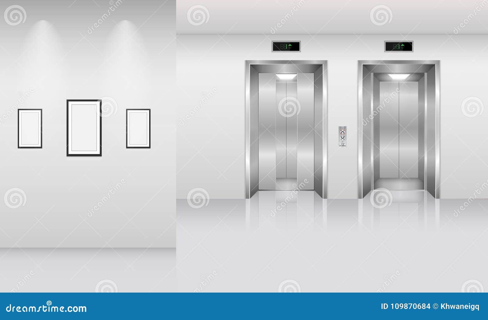 Realistic Elevator in Office Building., Interior Concept, Vector Stock ...