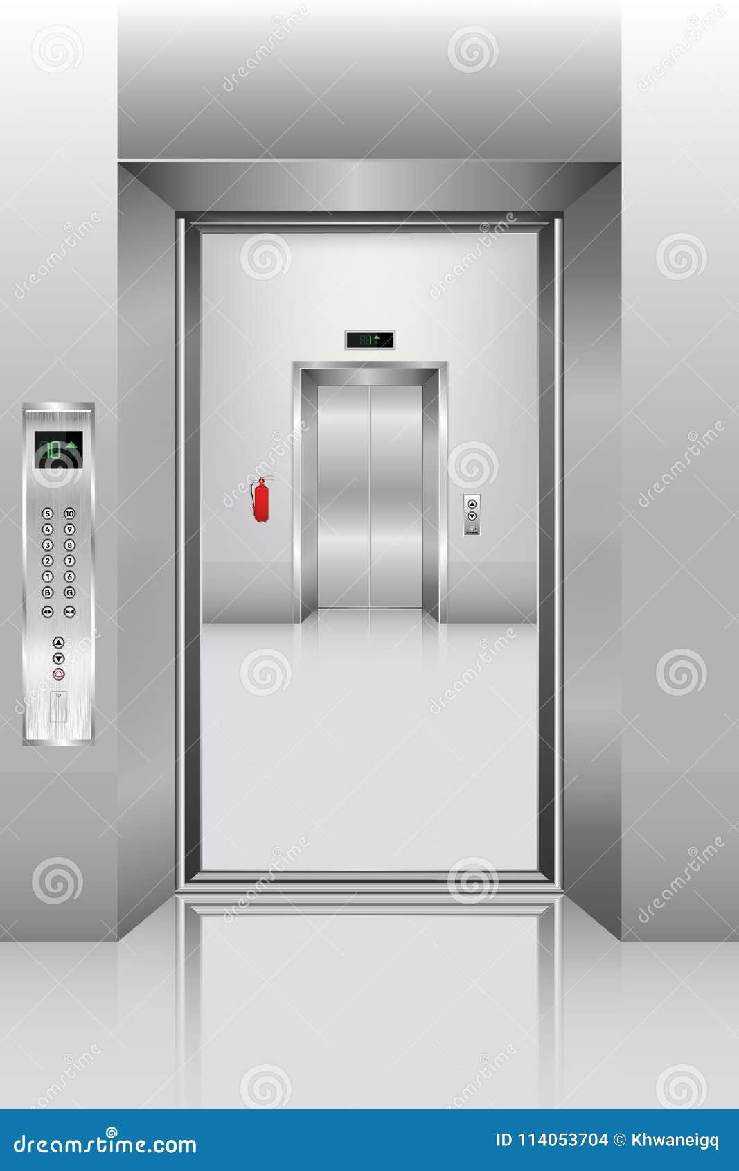 Realistic Elevator in Office Building., Interior Concept, Vector Stock ...