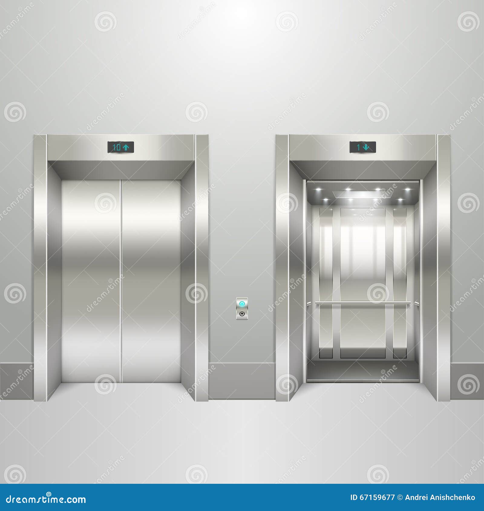 Realistic Elevator Open and Closed Doors Stock Vector - Illustration of ...