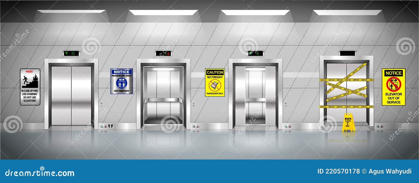 Set Of Realistic Elevators Buttons With Chrome Metal. 3D Render ...