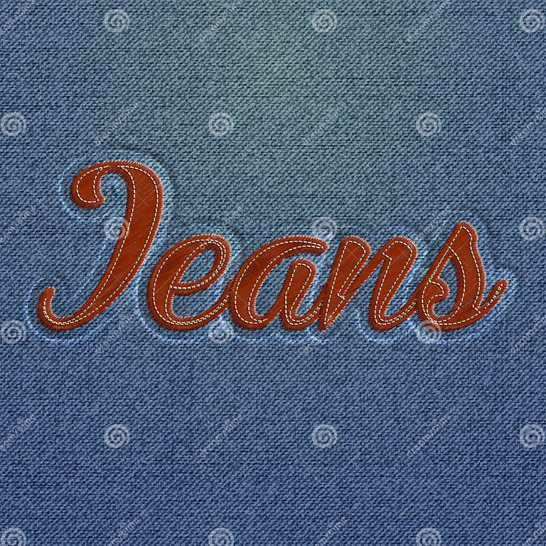 Realistic Embroidered `Jeans` Word, Vector Stock Vector - Illustration ...