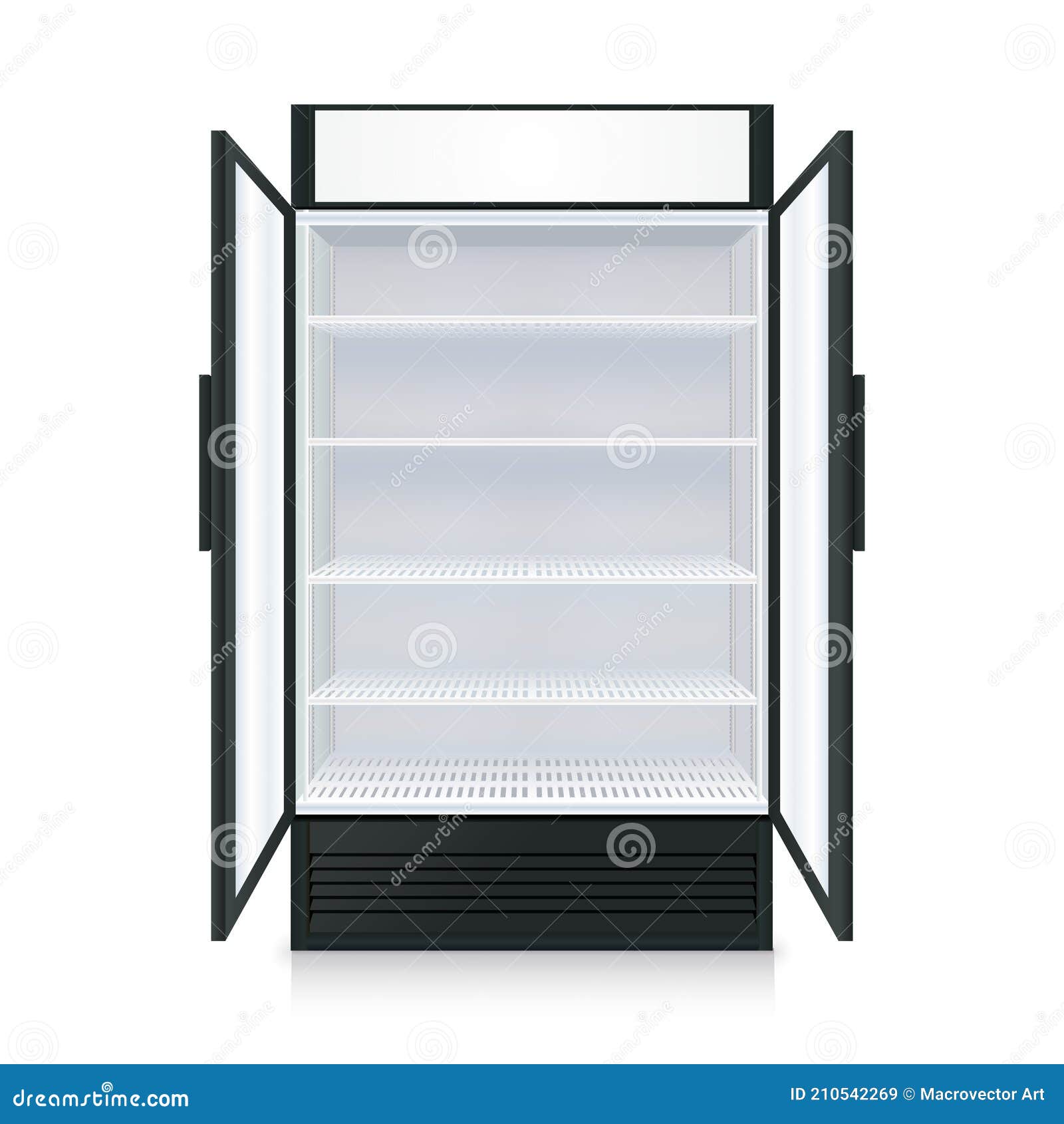 Realistic Empty Commercial Fridge Stock Vector - Illustration of icon ...