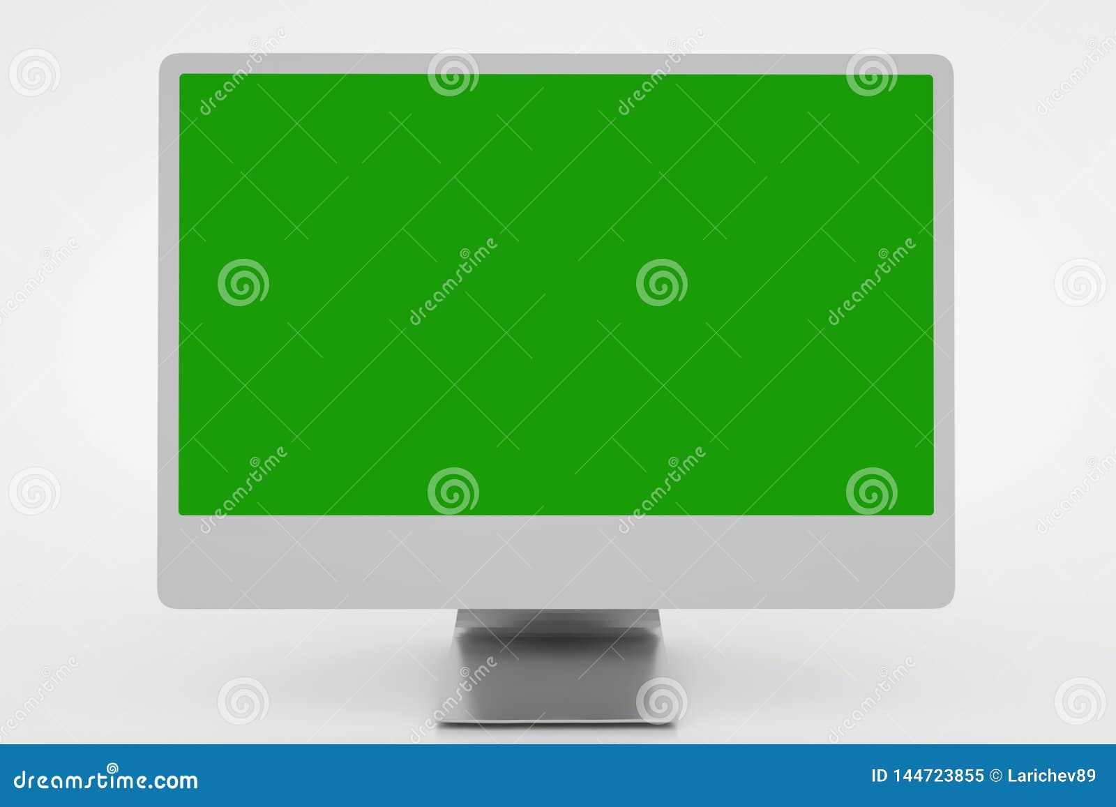 Realistic Empty Computer Display with Green Screen. 3D Rendering Stock ...