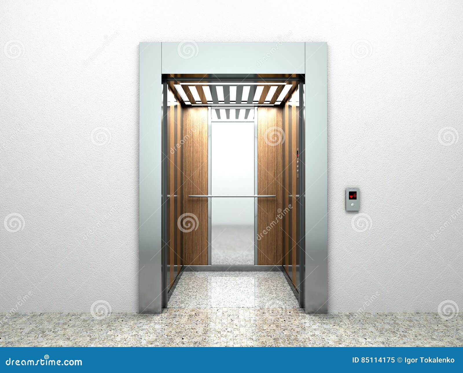 Realistic Empty Elevator Hall Interior with Waiting Lift Marble Stock ...