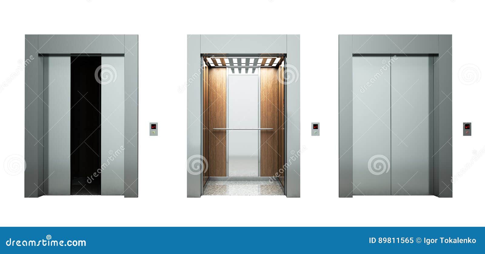 Set Of Realistic Elevators Buttons With Chrome Metal. 3D Render ...