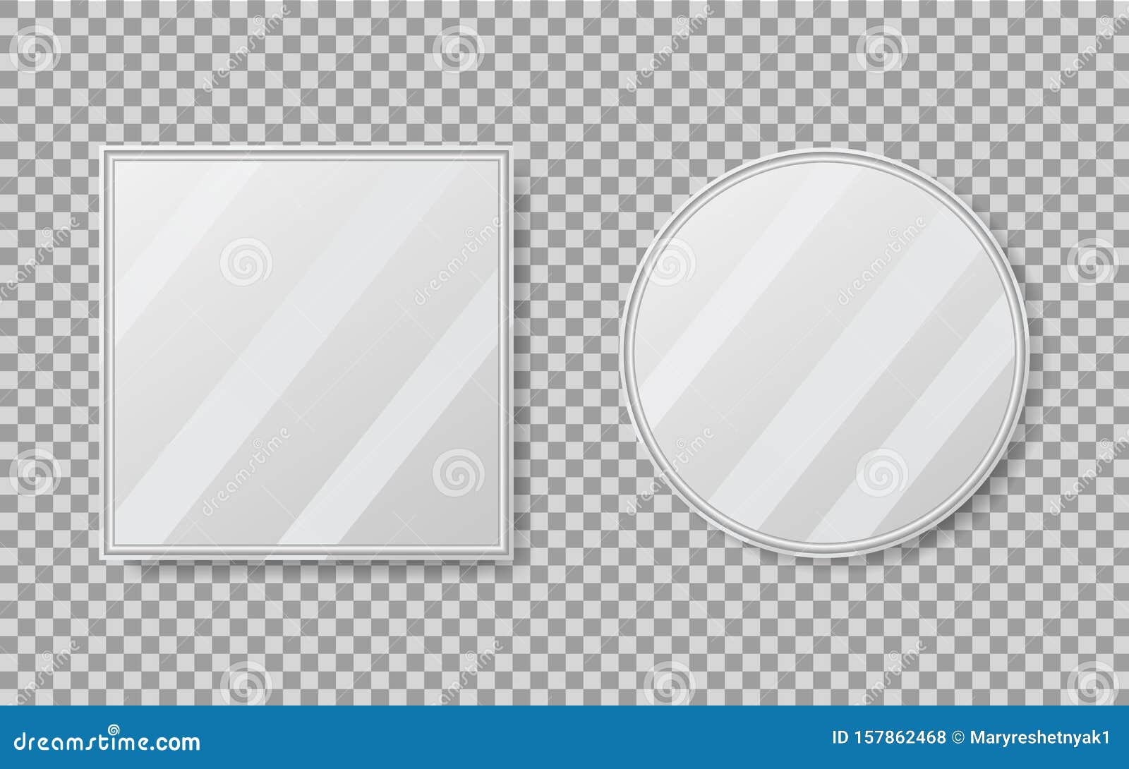 Realistic Empty Mirrors with Reflect in Mockup Style. Oval Mirror with ...