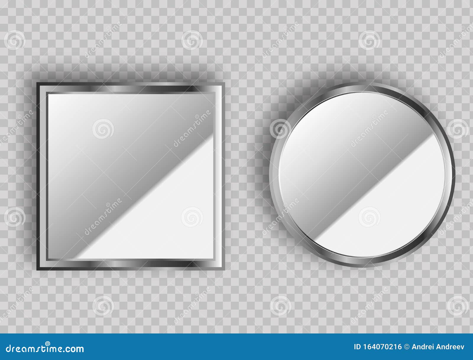 Realistic Empty Mirrors with Reflect in Mockup Style. Oval Mirror with ...