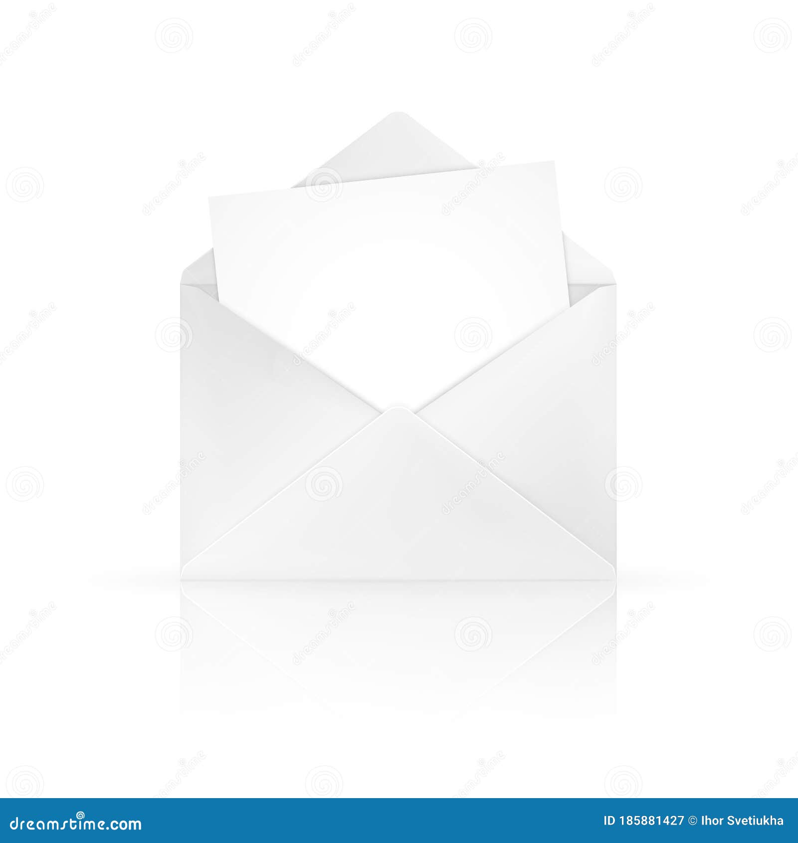 Realistic Empty Open White Envelope with Note Template for Text. Vector ...