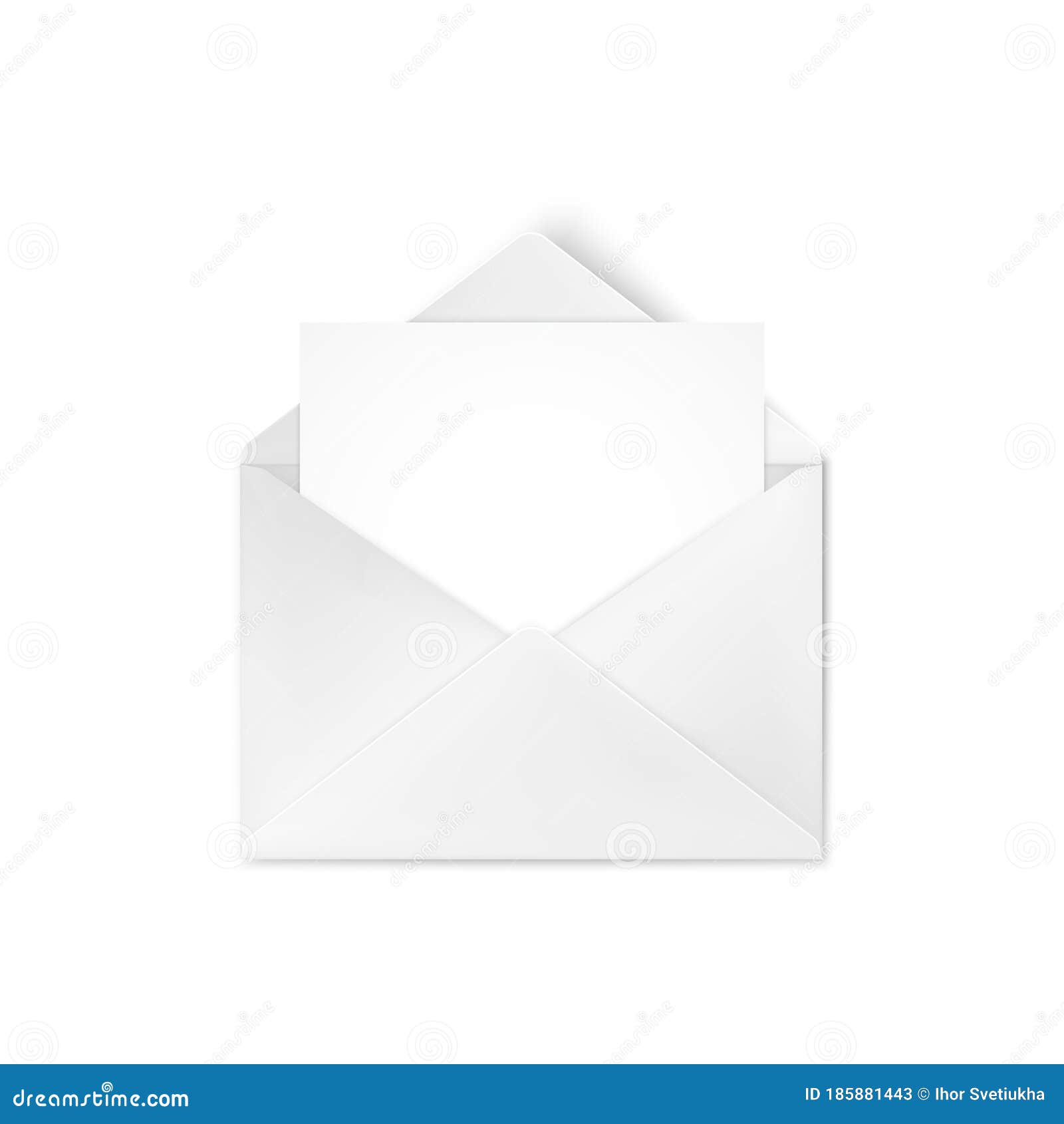 Realistic Empty Open White Envelope with Note for Text. Vector ...