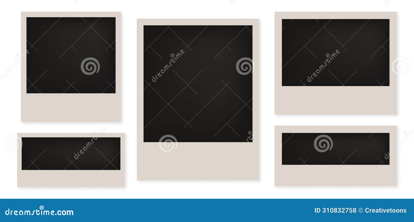 Realistic Empty Photo Frames Collection in Various Sizes. Vintage Photo ...