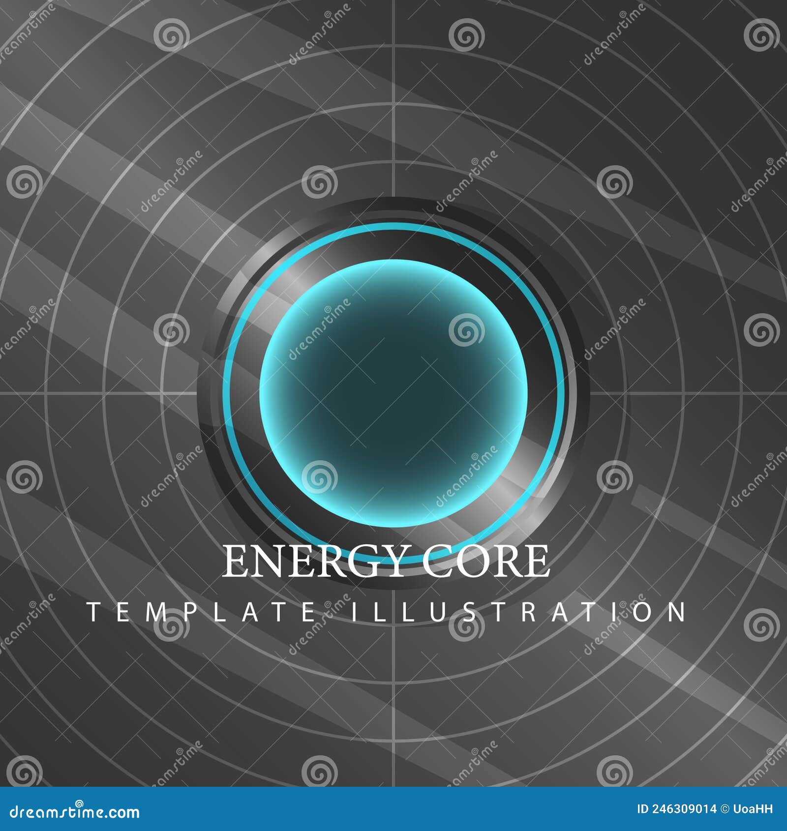 Realistic Energy Core. Modern Metallic Gradient Design Template with ...
