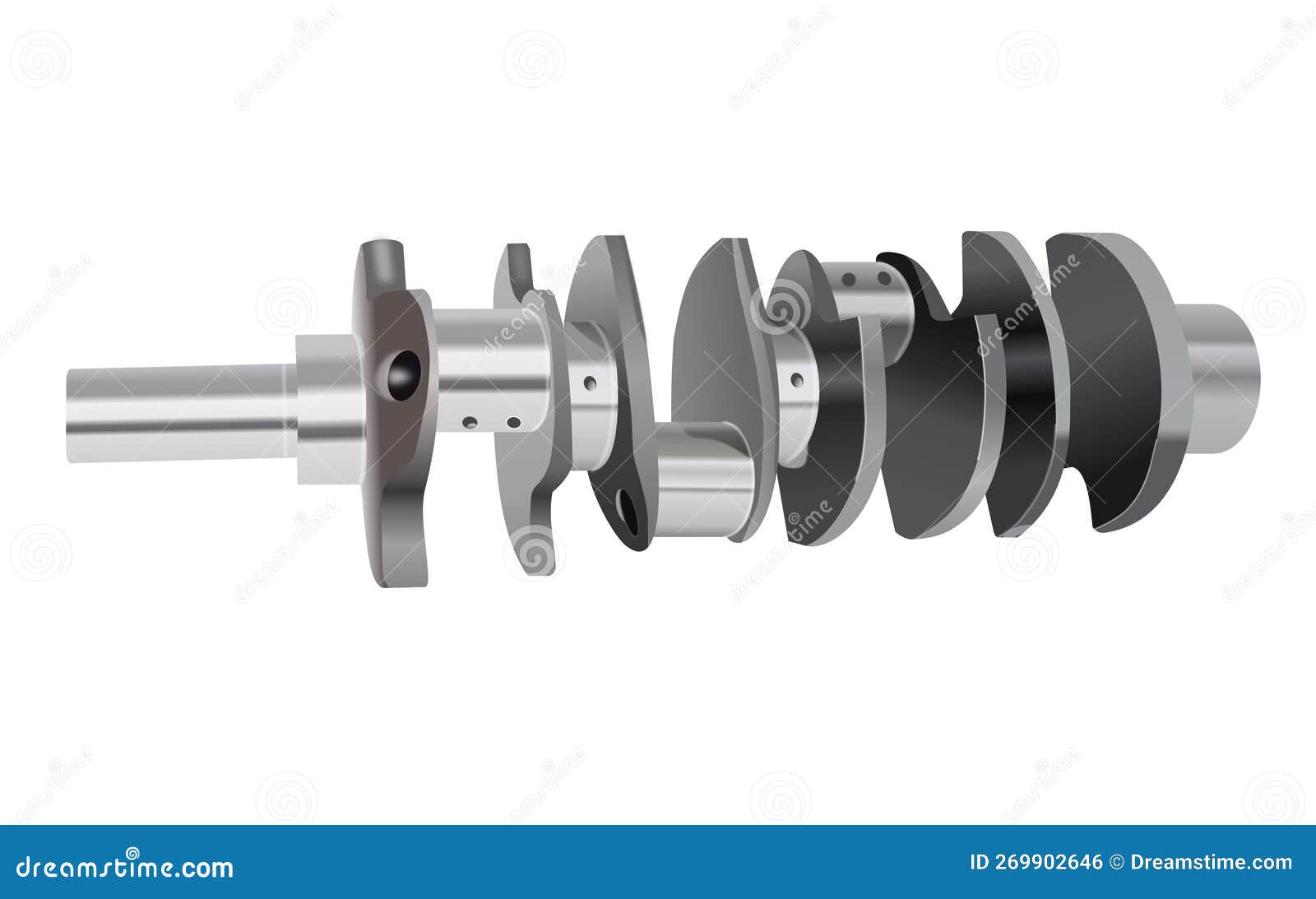 Realistic Engine Crankshaft with Chrome, Vector Illustration Stock ...
