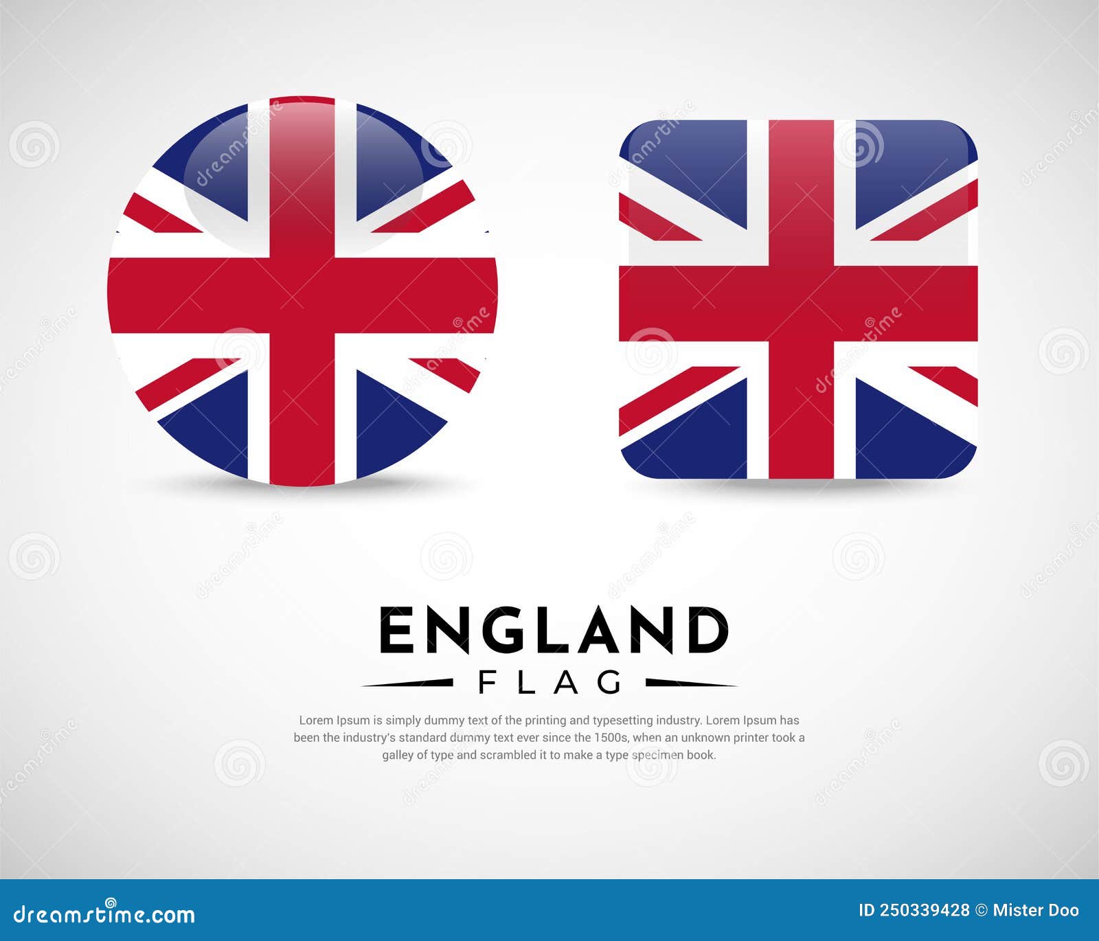 Realistic England Flag Icon Vector. Set of England Flag Emblem Vector ...
