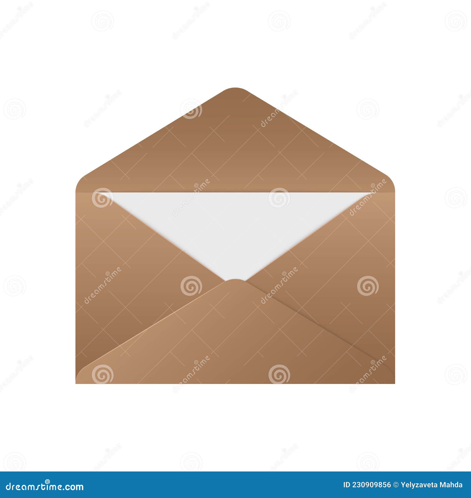 Realistic Envelope. Unfolded Envelope Mockup Isolated On White ...