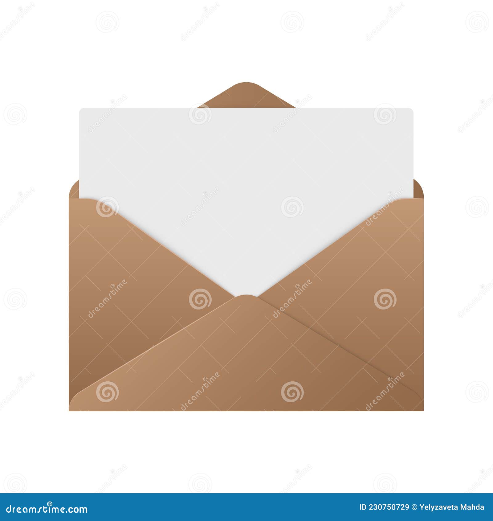 Realistic Envelope. Opened Retro Envelope Mockup Isolated On White ...