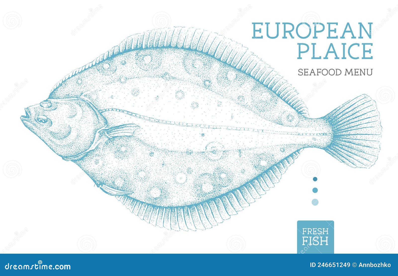 Realistic European Plaice Fish. Seafood Menu Design Stock Vector ...