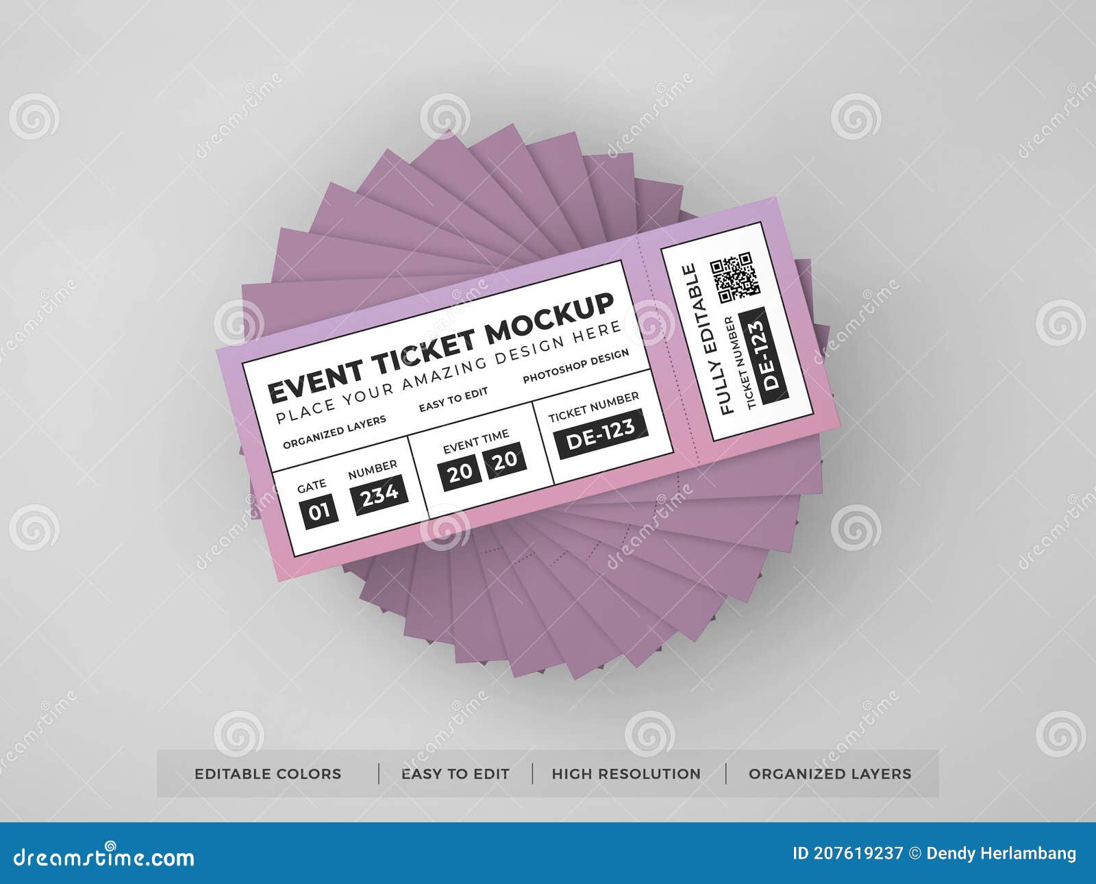 Realistic Event Ticket Mockup Scene Stock Illustration - Illustration ...