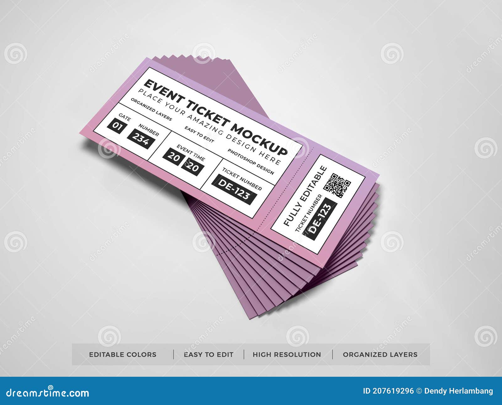 Realistic Event Ticket Mockup Scene Stock Illustration - Illustration ...