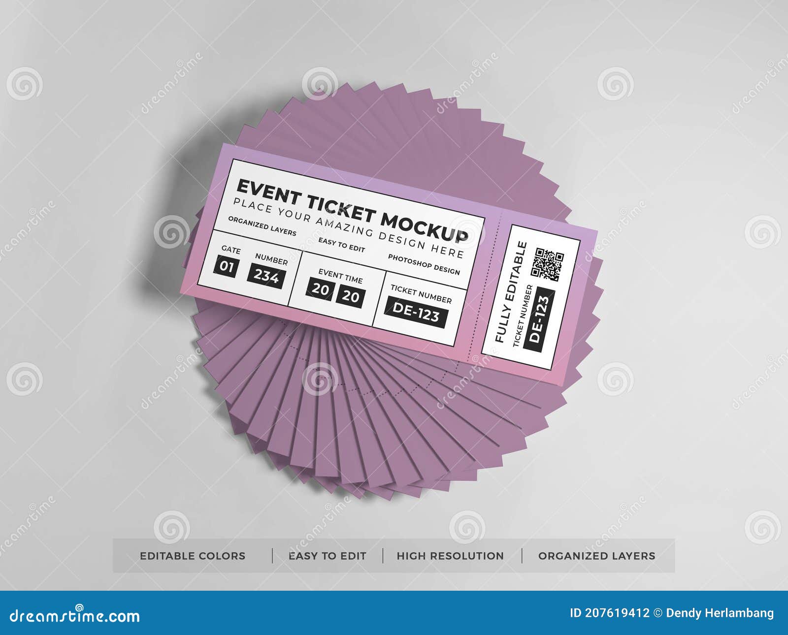 Realistic Event Ticket Mockup Scene Stock Illustration - Illustration ...