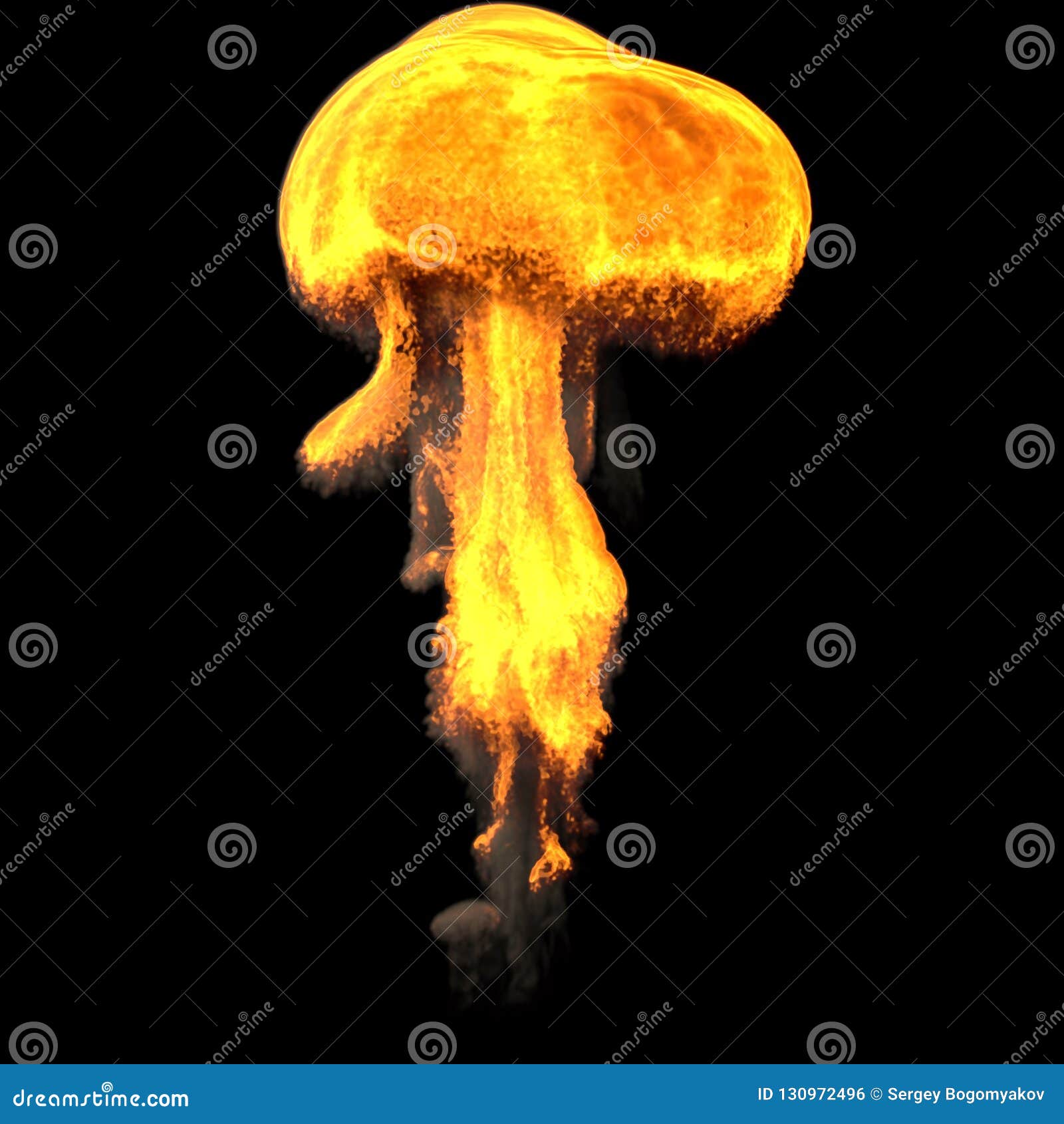 Realistic Explosion Nuclear Bomb on Black Background. Isolated Image ...