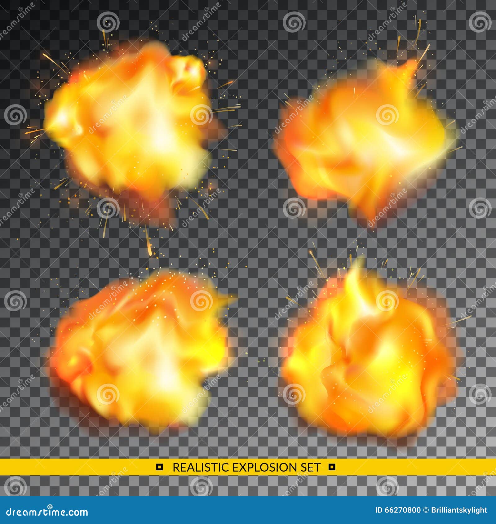 Realistic explosion set stock vector. Illustration of abstract - 66270800
