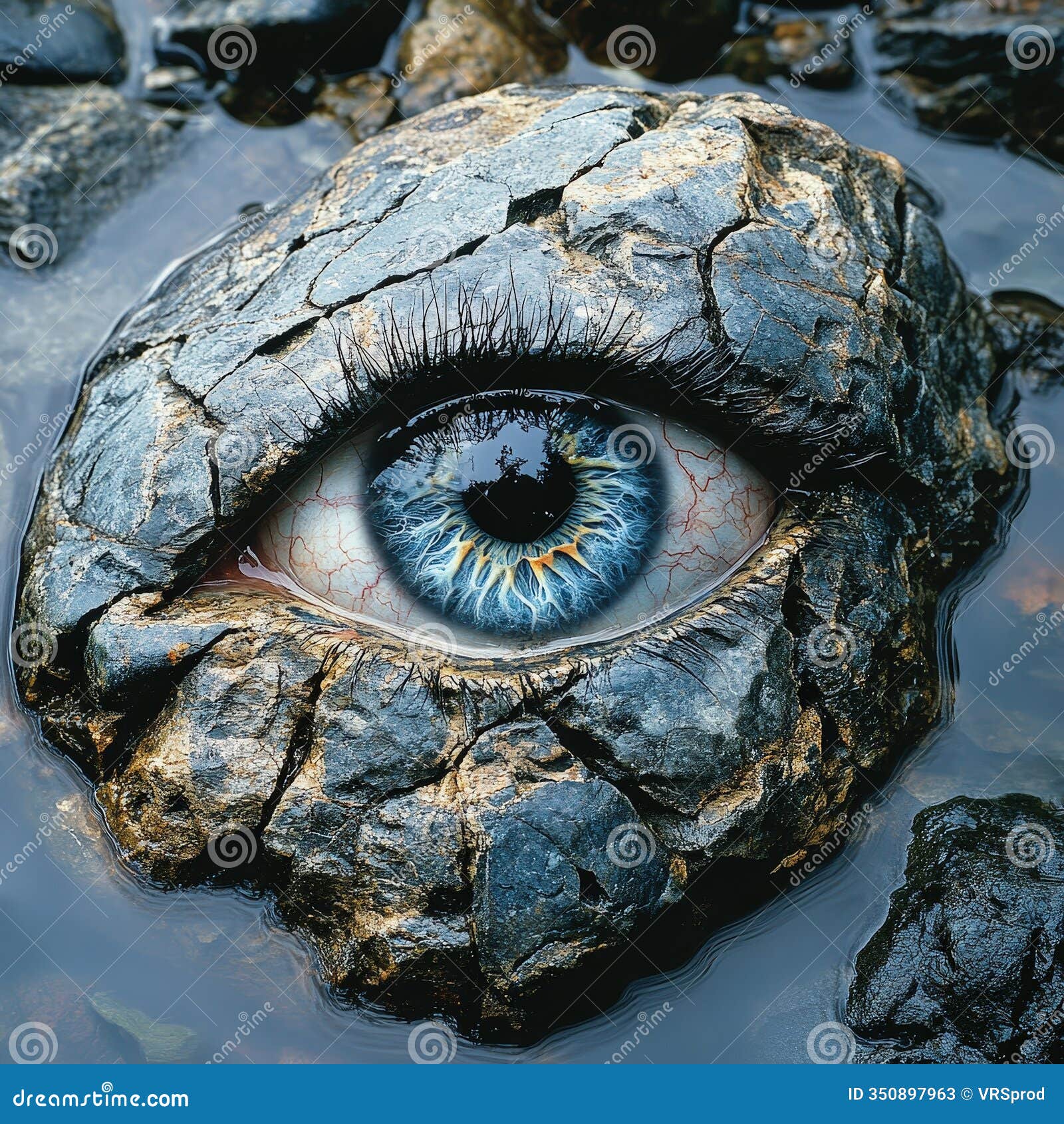 Realistic Eye Embedded in Rocky Surface, Surreal Art Stock Image ...
