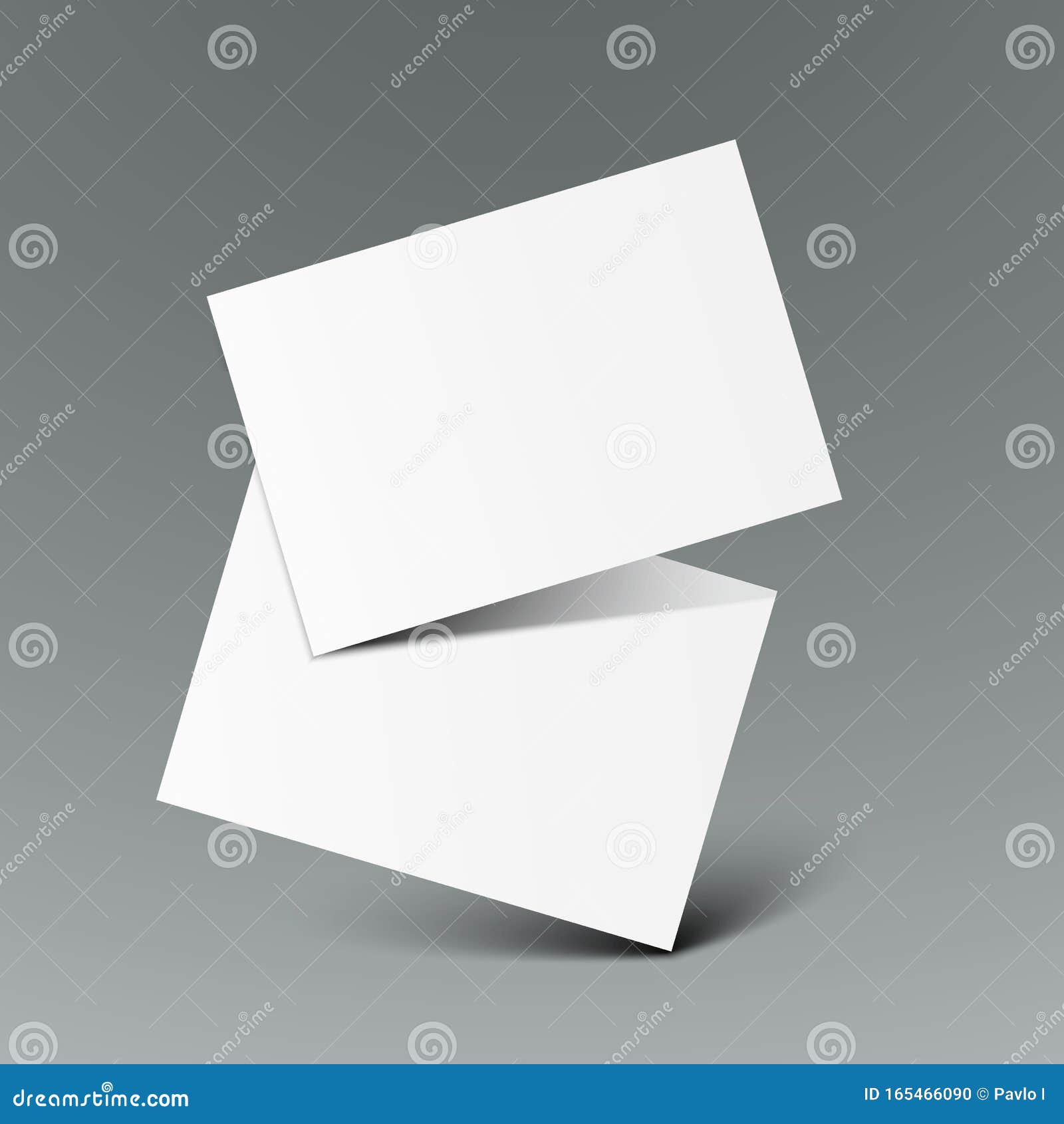 Realistic Falling Cards Paper Template Mockup with Shadows on a Gray ...