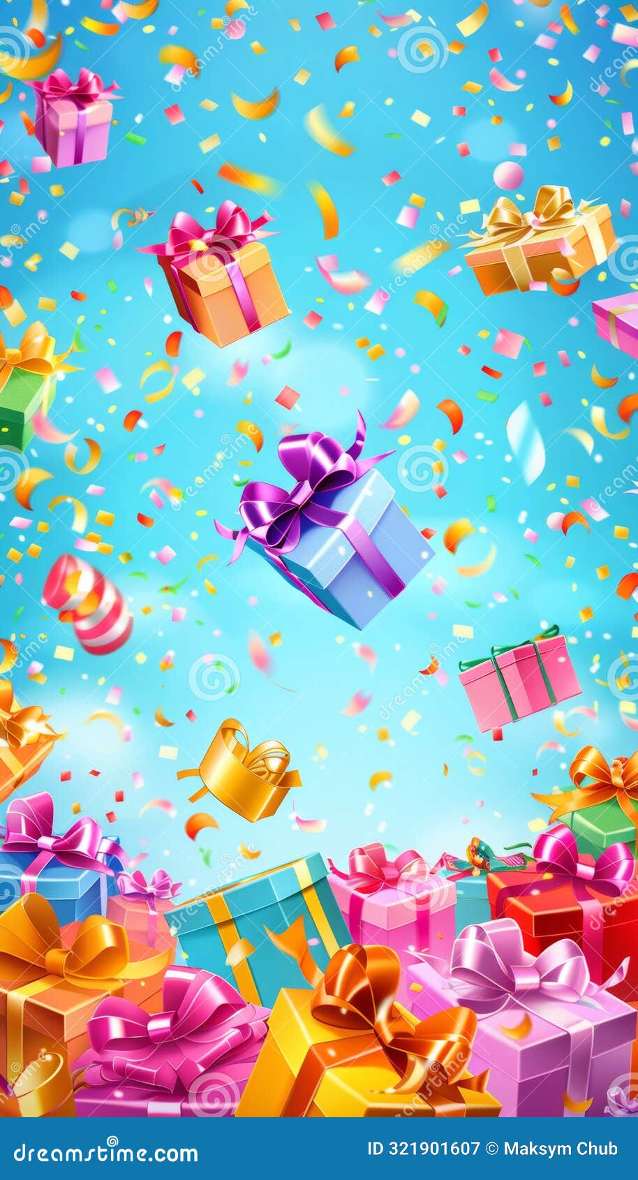 Realistic Falling Gift Boxes on Festive Background for Holiday Surprise ...