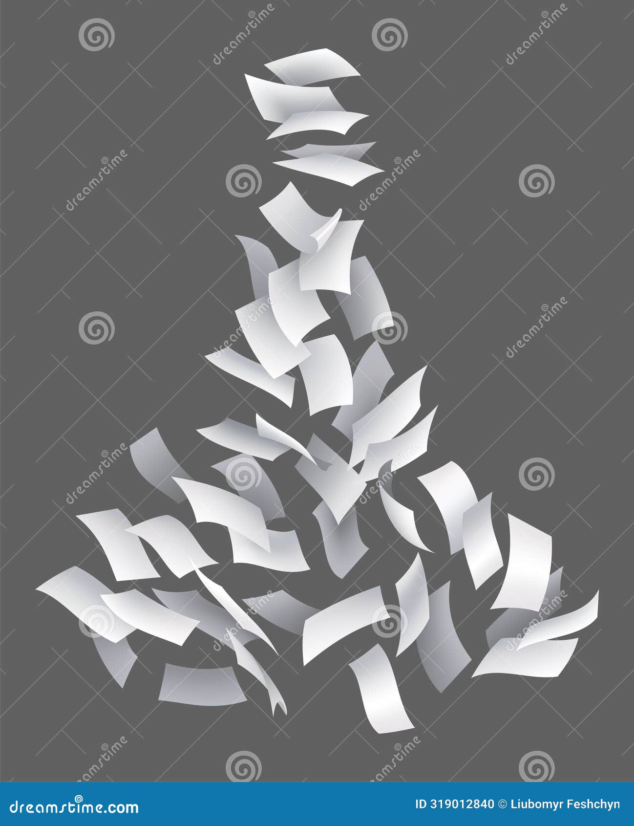 Realistic Falling Paper Sheets. Set of Flying Curved Leaves of Paper ...