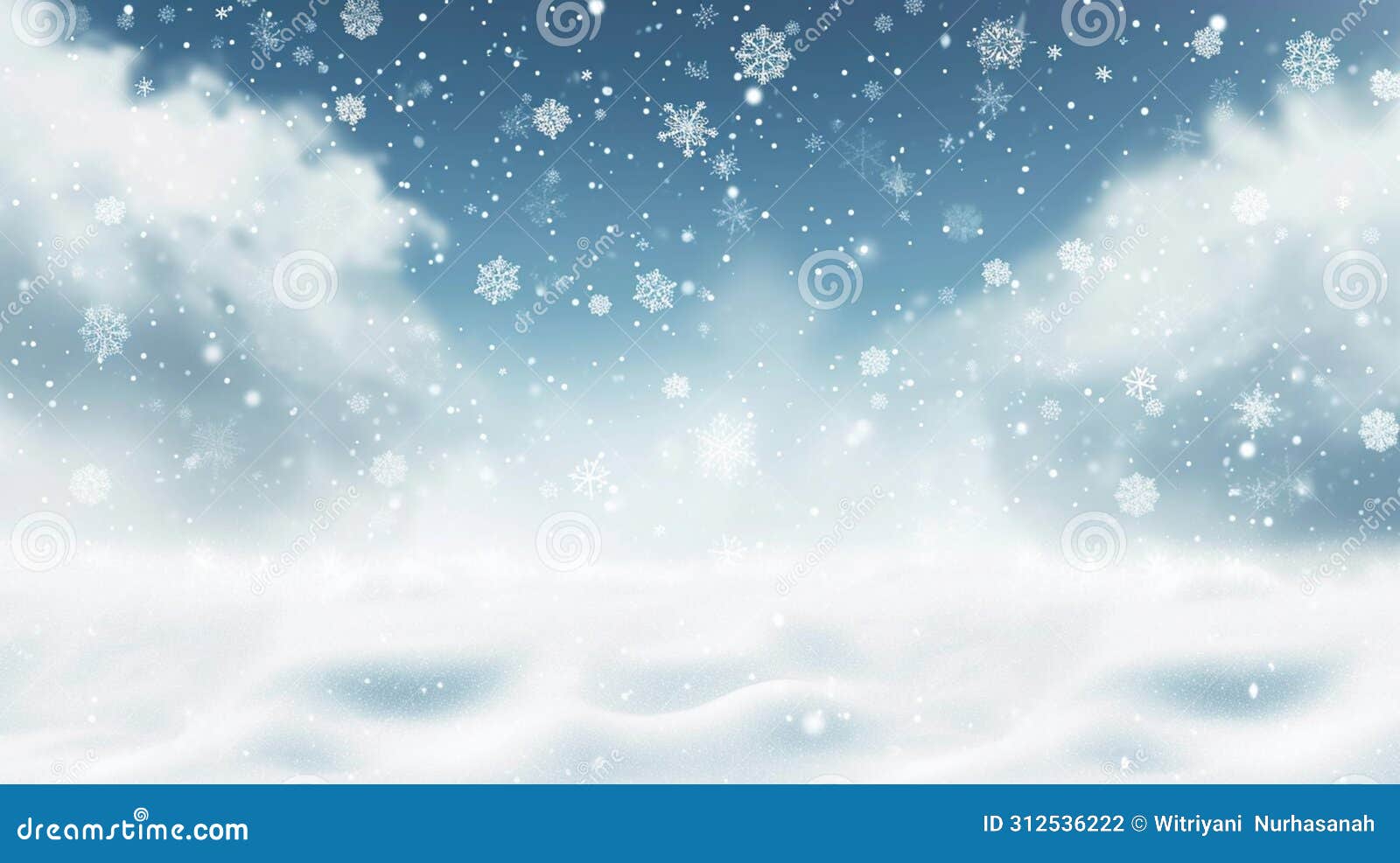 Realistic Falling Snow with Snowflakes and Clouds. Winter WHITE ...