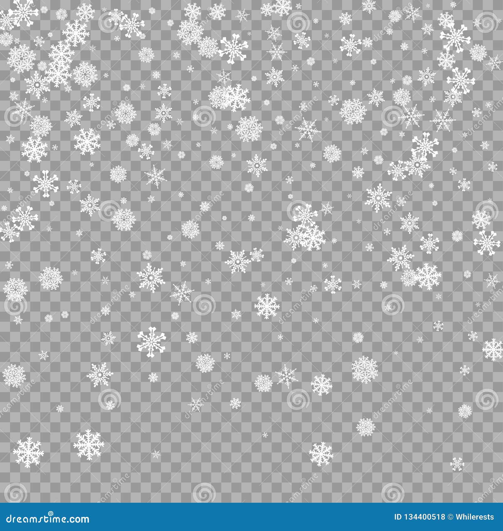 Realistic Falling White Snow Overlay on Transparent Background ...