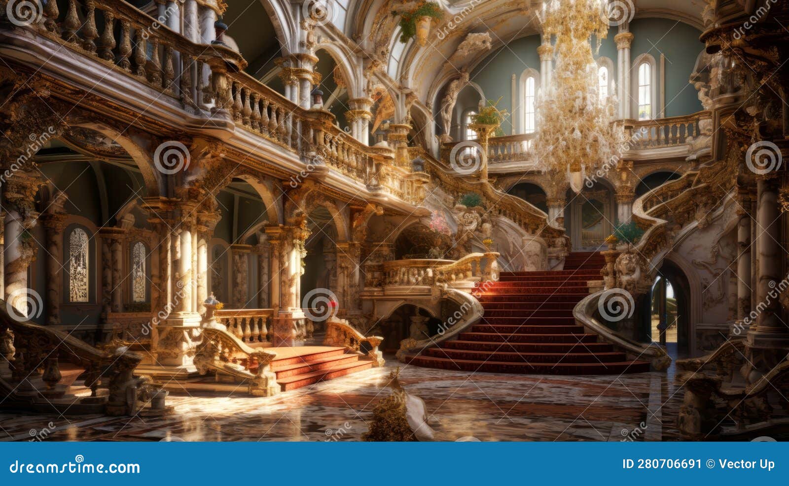 A Realistic Fantasy Interior of the Palace. Generative AI. Stock ...