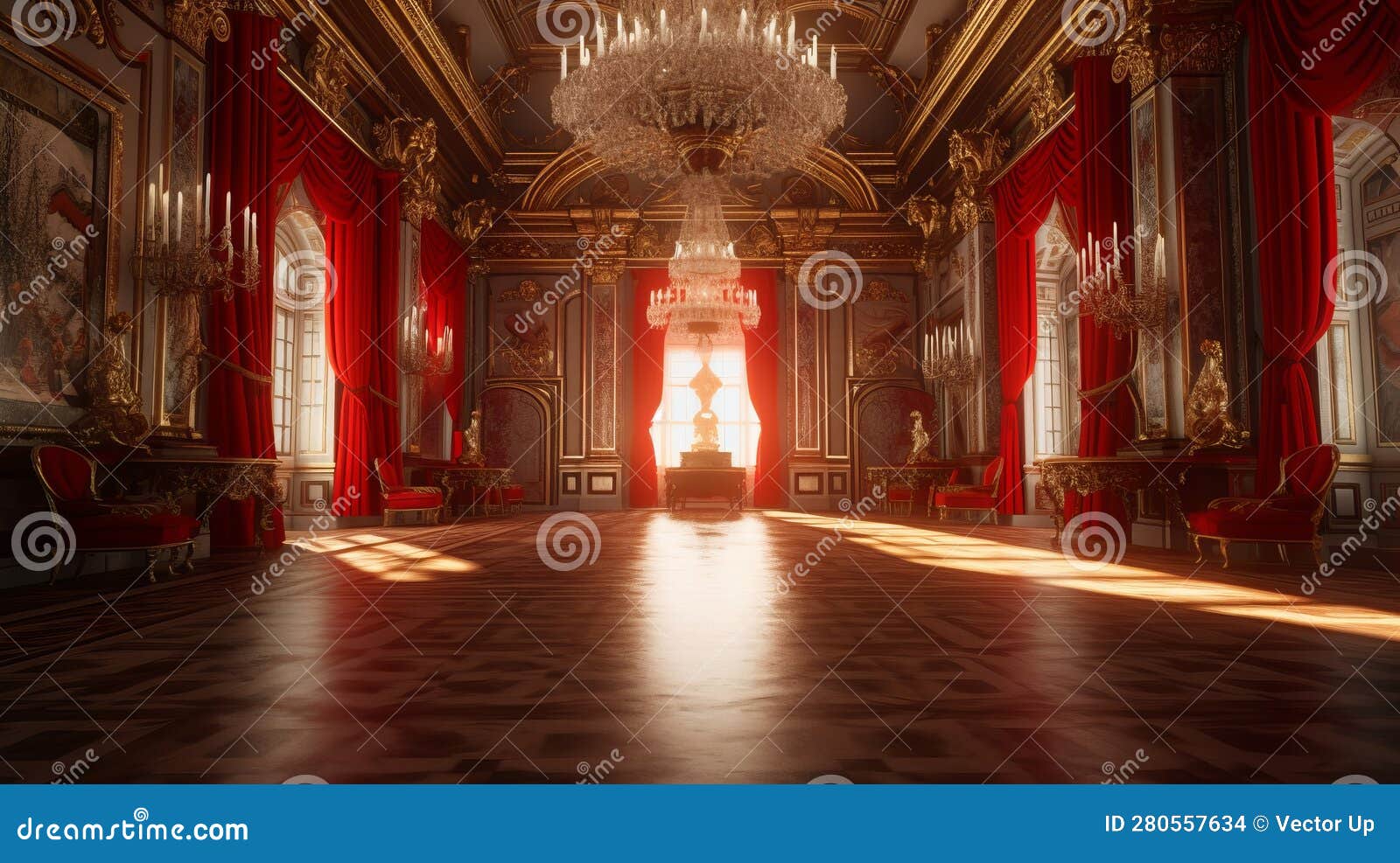 A Realistic Fantasy Red Interior of the Royal Palace. Generative AI ...