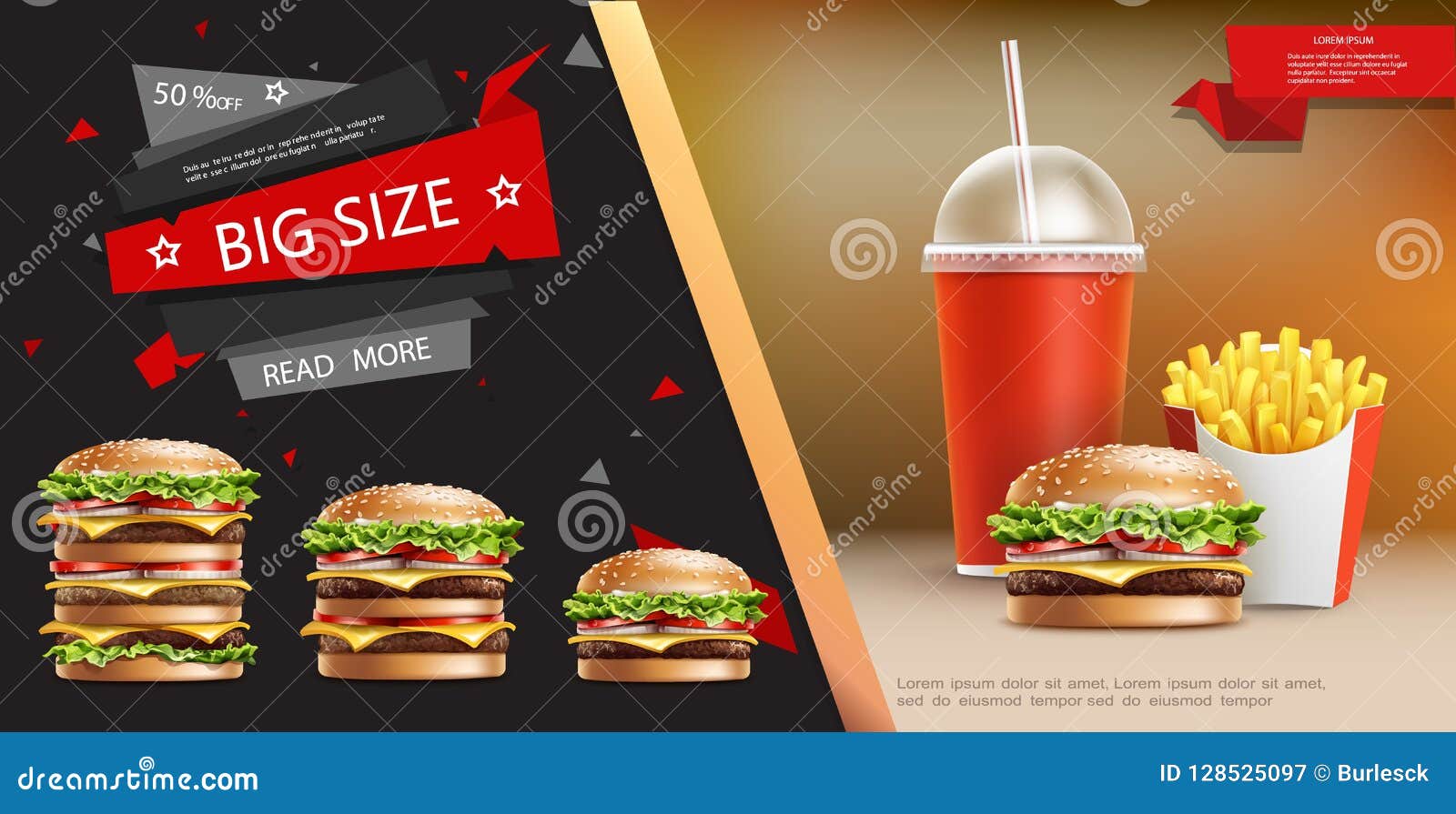 Realistic Fast Food Advertizing Template Stock Vector - Illustration of ...
