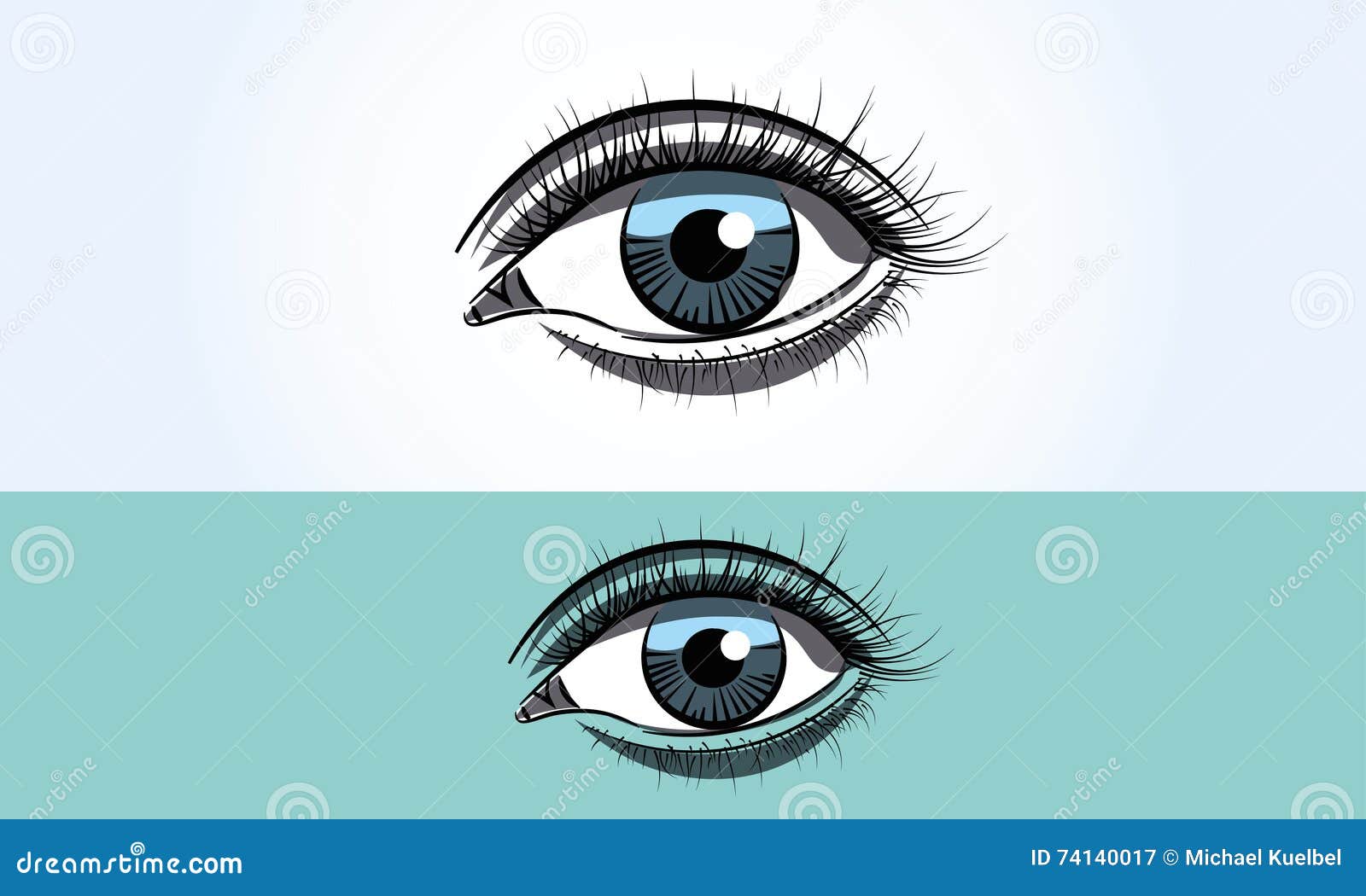 Realistic Female Blue Eye Close Up Wide Open Stock Vector ...