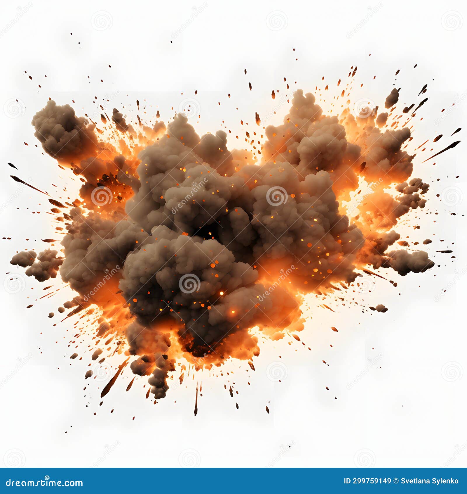 Realistic Fiery Explosion of Dynamite with Sparks on a White Background ...