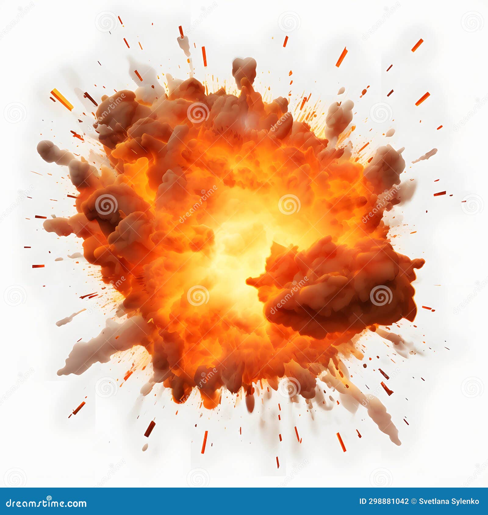Realistic Fiery Explosion of Dynamite with Sparks on a White Background ...