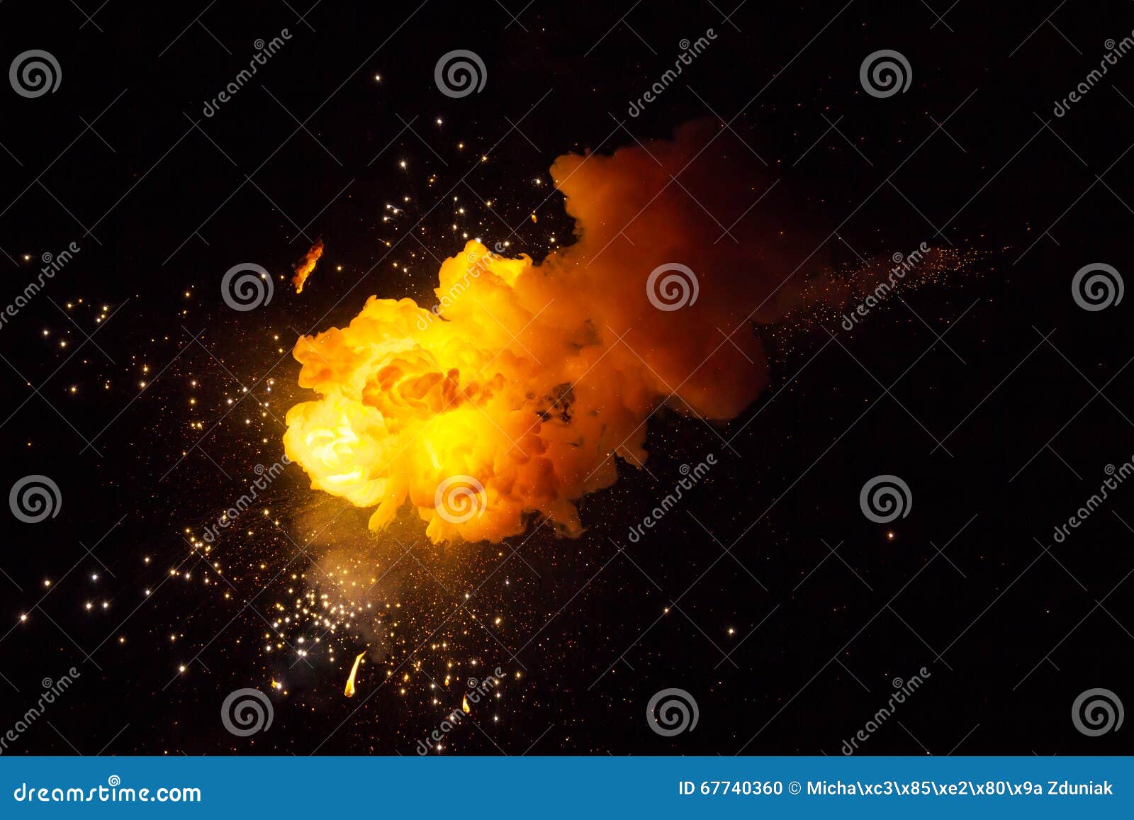Realistic fiery explosion stock photo. Image of atom - 67740360
