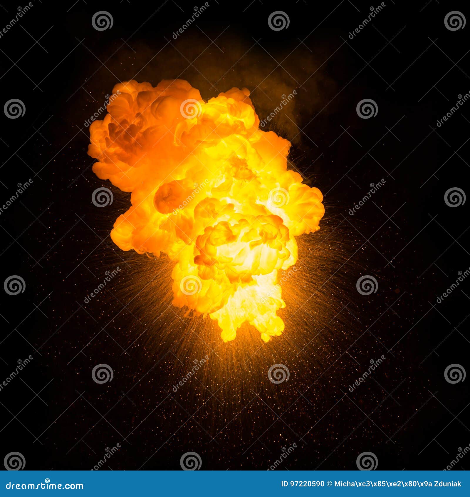 Realistic fiery explosion stock illustration. Illustration of abstract ...