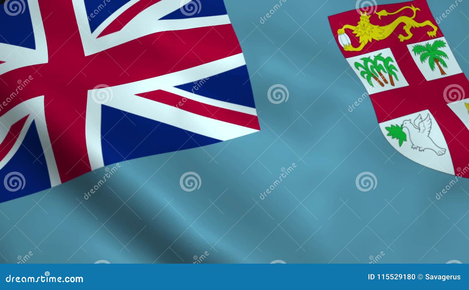 Realistic Fiji flag stock illustration. Illustration of closeup - 115529180