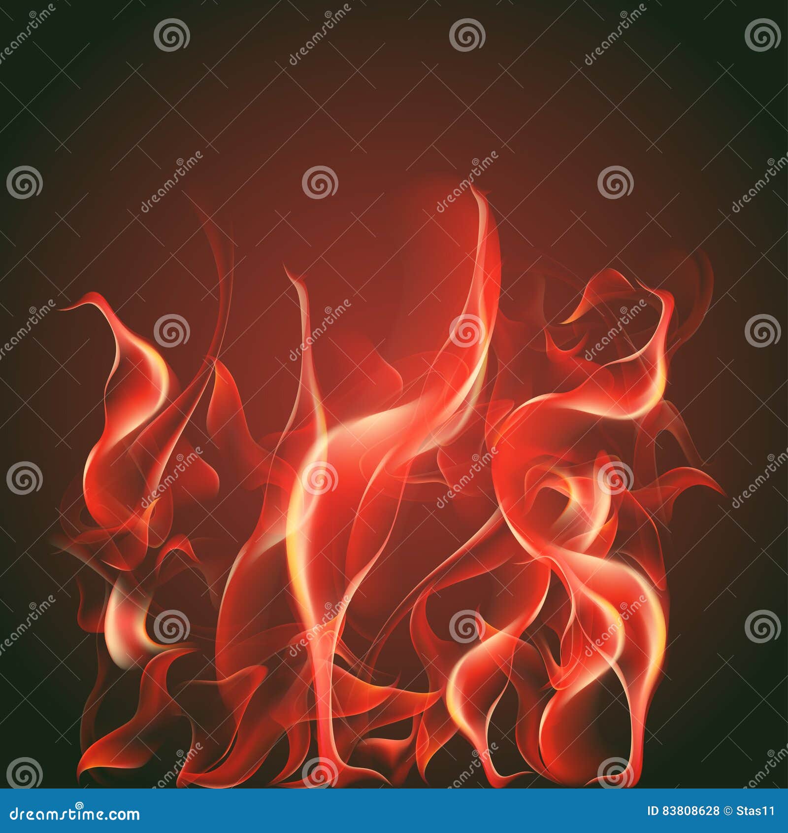 Realistic Fire on Black Background. Vector Illustration Stock ...