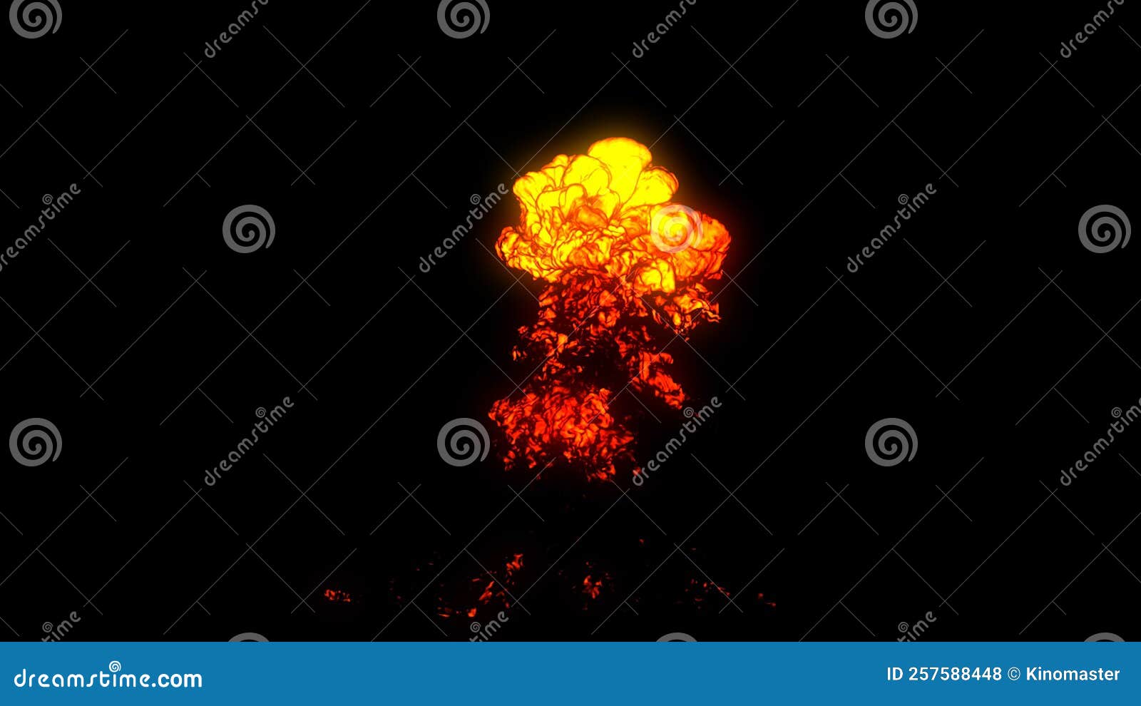 Realistic Fire Blast Explosion with Orange Mushroom Cloud. 3D Rendering ...