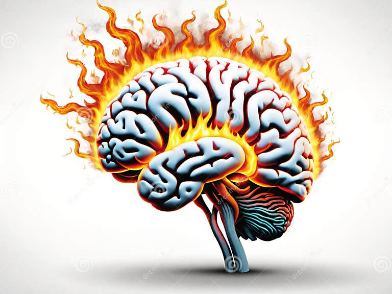 Realistic Fire Brain on White Background Stock Illustration ...
