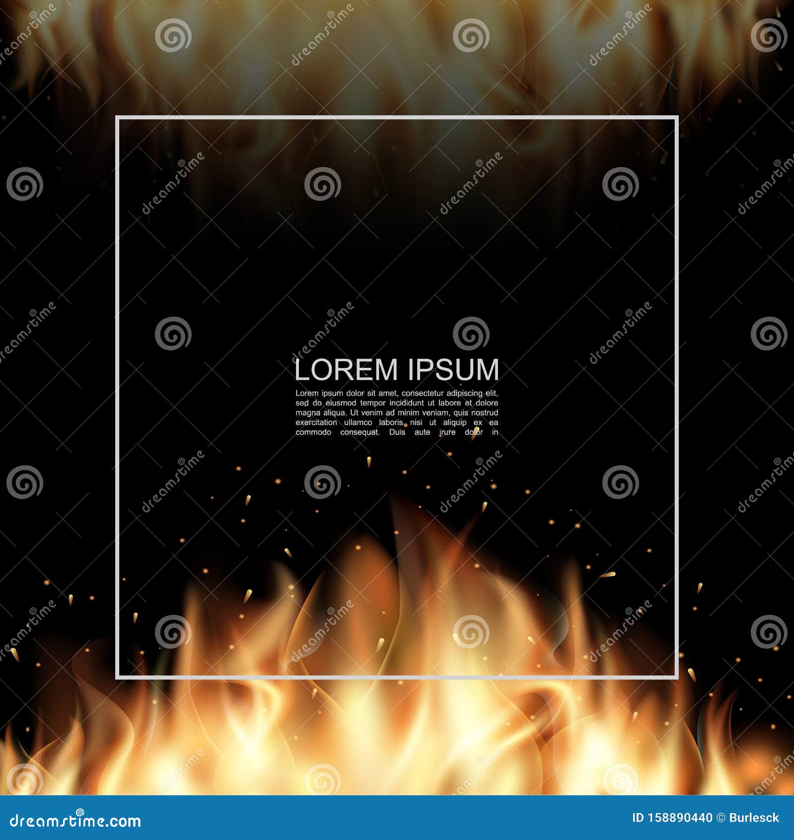 Realistic Fire Burning Poster Stock Vector - Illustration of flammable ...