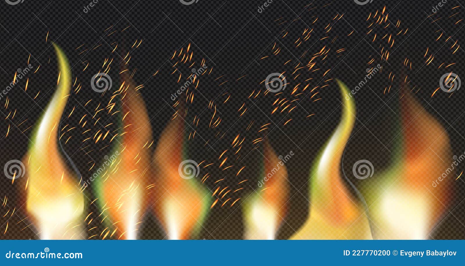 Realistic Fire on a Dark Background - Vector Stock Illustration ...